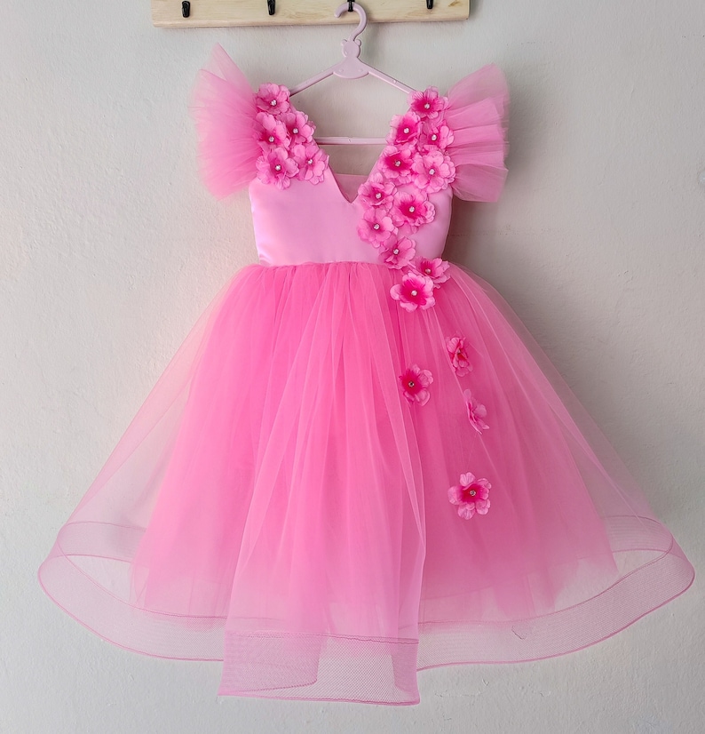 Hot Pink Long Baby Dress,hot Pink Baby Prom Dress,pageant Toddler Long ...