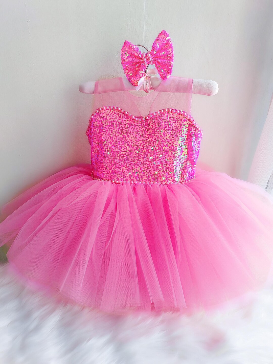 Hot Pink Baby Dress,birthday Baby Dress,birthday Photoshoot Dress,pageant Baby Dress,pink Party ...