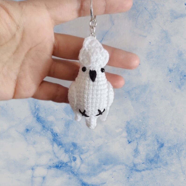 Handmade African Grey Parrot Bag Charm Keychain, Cute Cockatiel ...