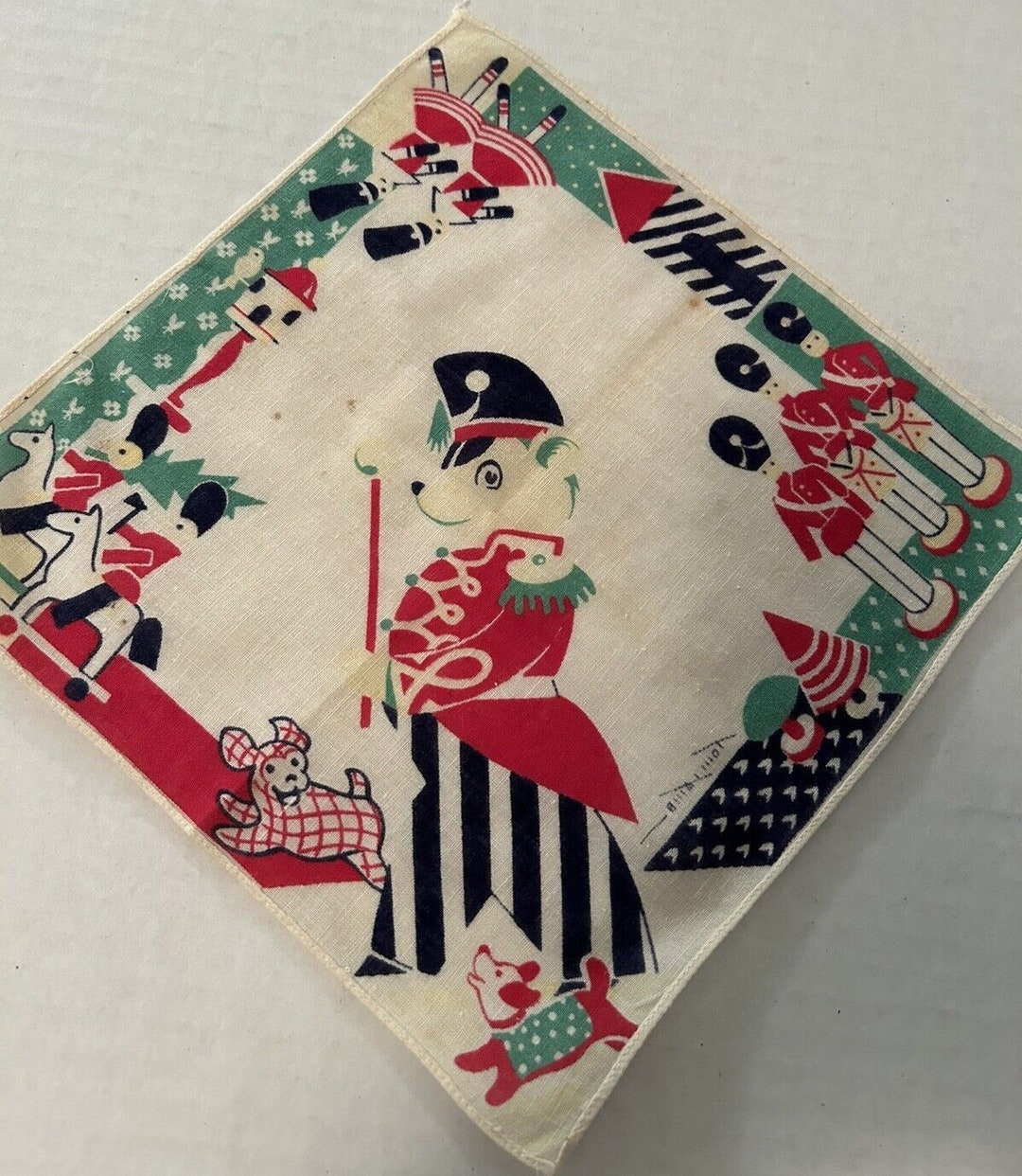 Childs Vintage Handkerchief Mice Mouse Soldiers Flowers Hankie Thomas ...