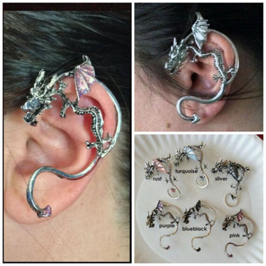 Custom Dragon Ear Cuff, Inspired by Thrones and Gaming Lore for Pierced ...