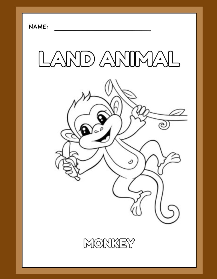 PRINTABLE Land Animals Coloring Pages. Kids Party Games, Jungle ...