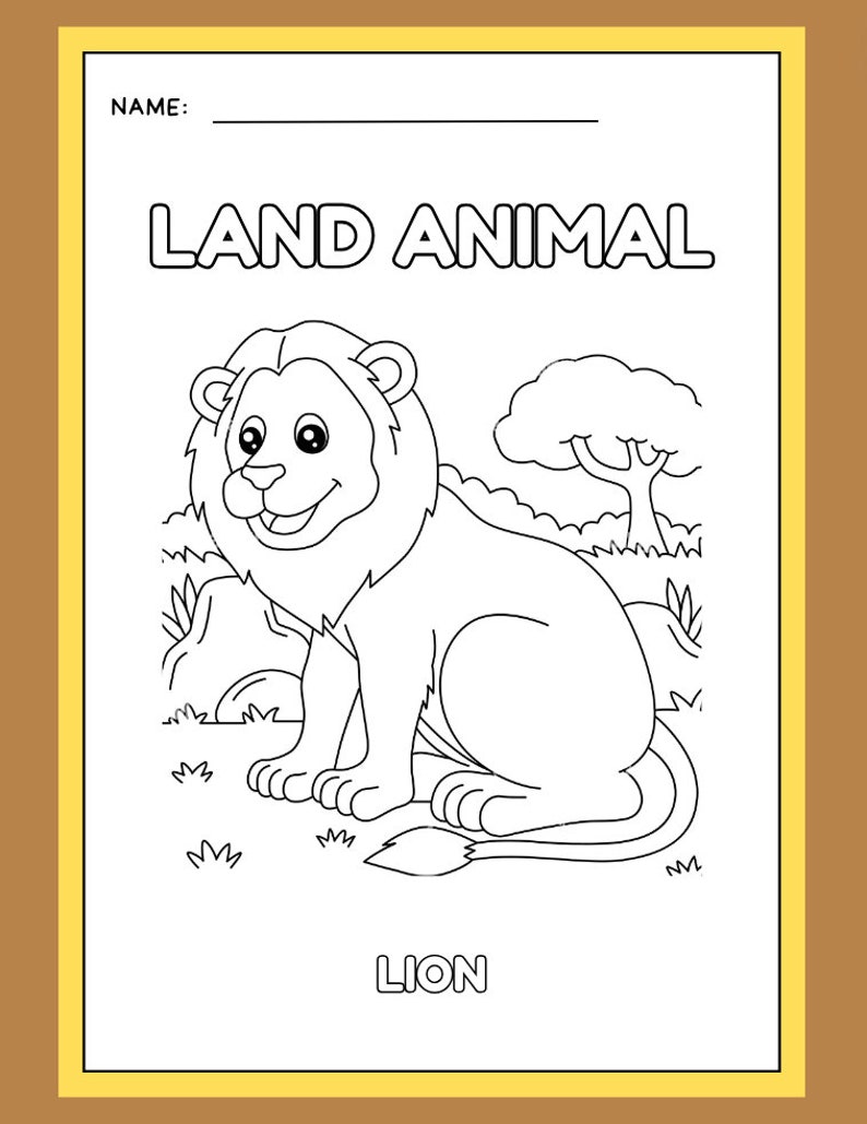 PRINTABLE Land Animals Coloring Pages. Kids Party Games, Jungle ...