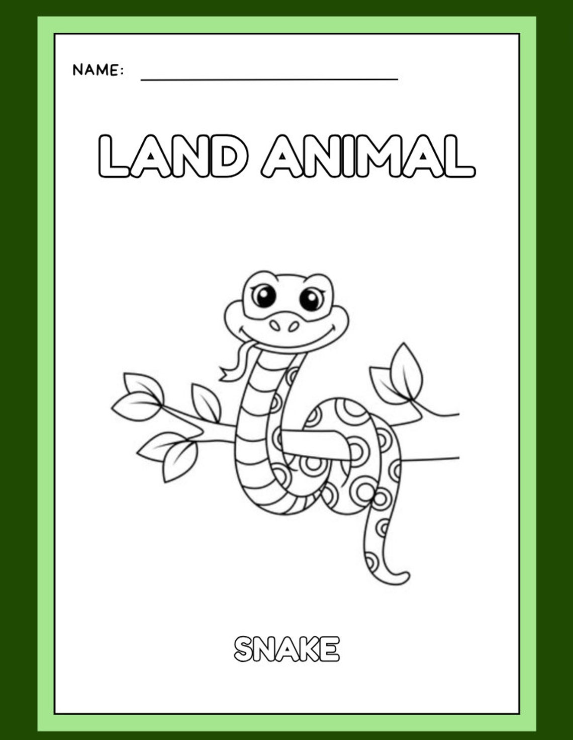 PRINTABLE Land Animals Coloring Pages. Kids Party Games, Jungle ...