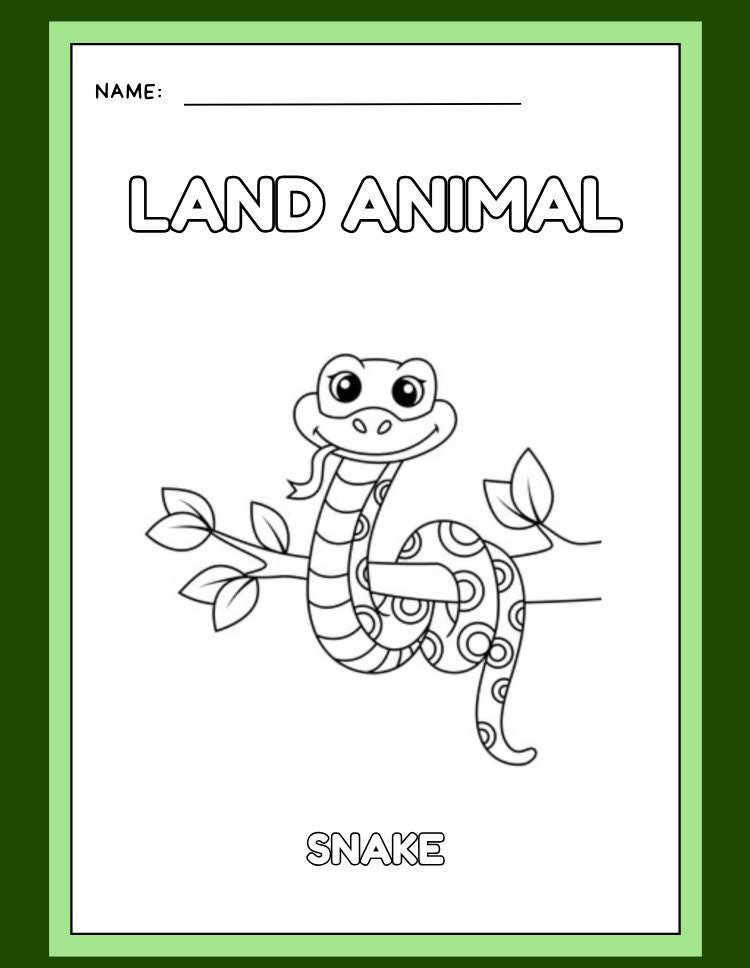 PRINTABLE Land Animals Coloring Pages. Kids Party Games, Jungle ...