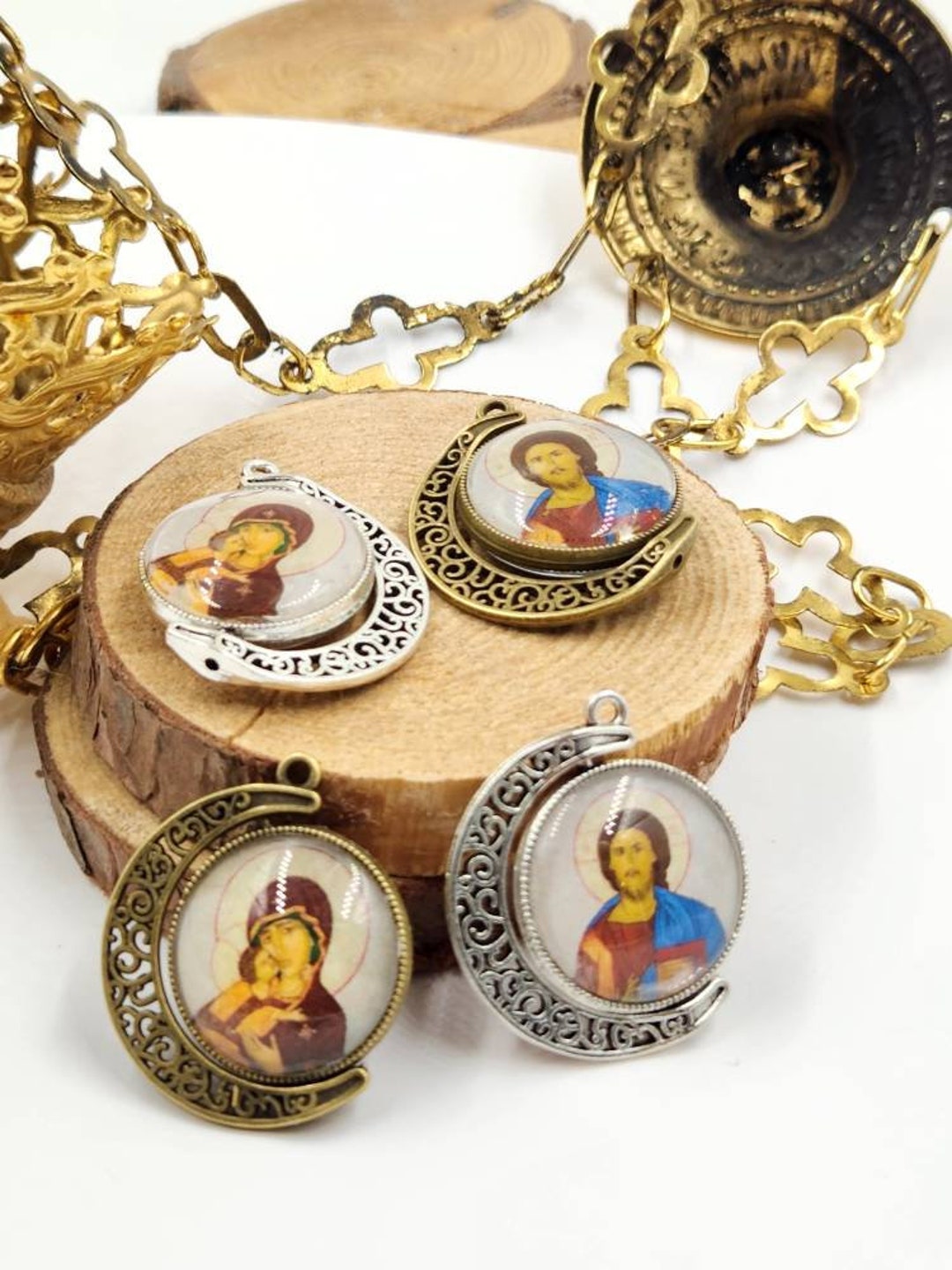 Double Sided Orthodox Icon Pendant - Etsy