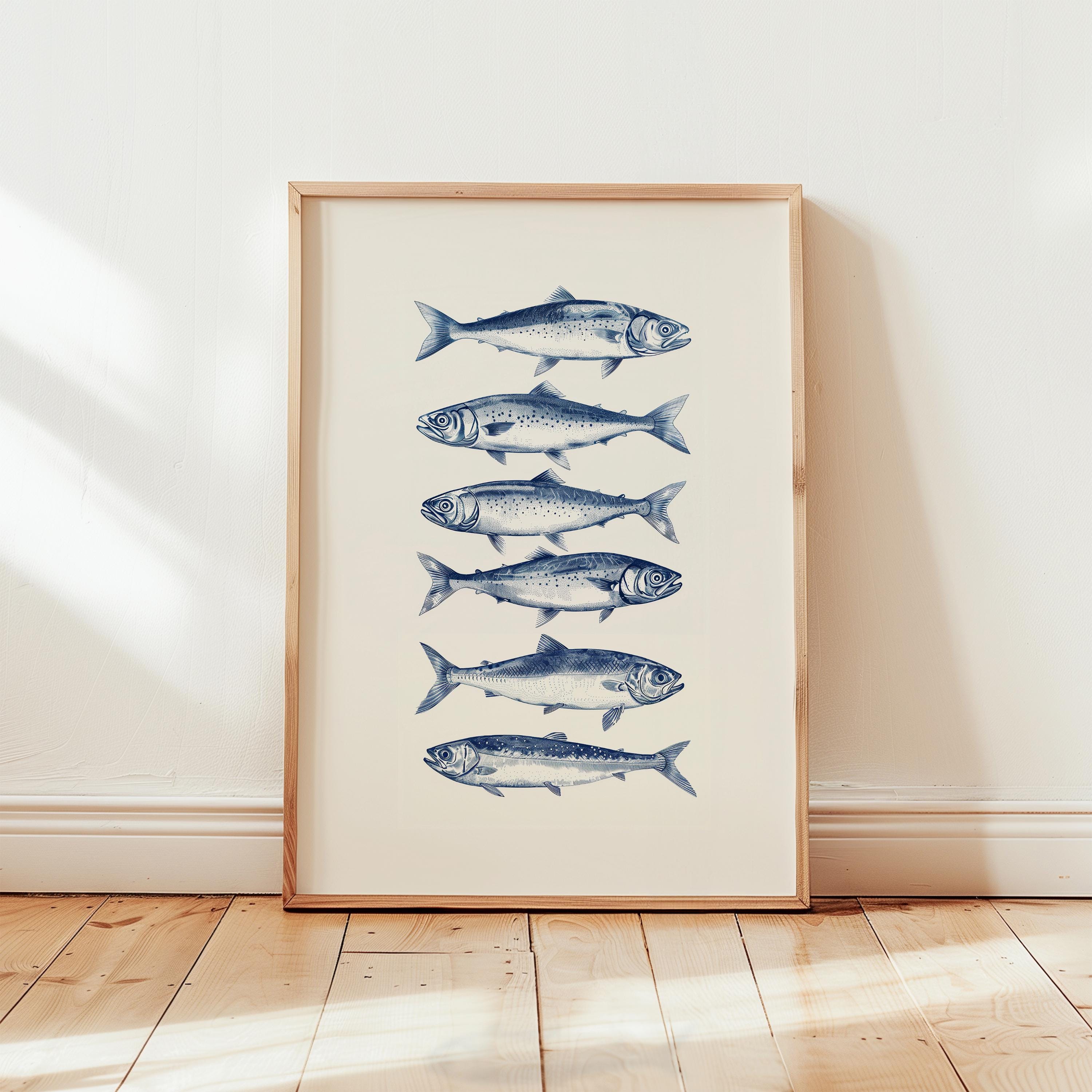 SARDINES Poster, Retro Sardines Wall Art, Fish Print, Retro Kitchen ...