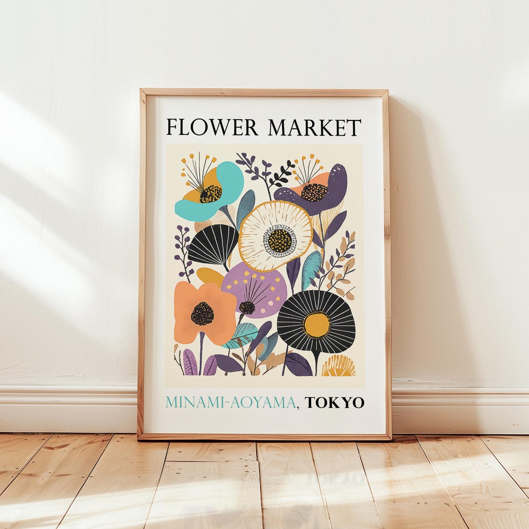 Tokyo Flower Market Poster: Retro Floral Botanical Print - Etsy