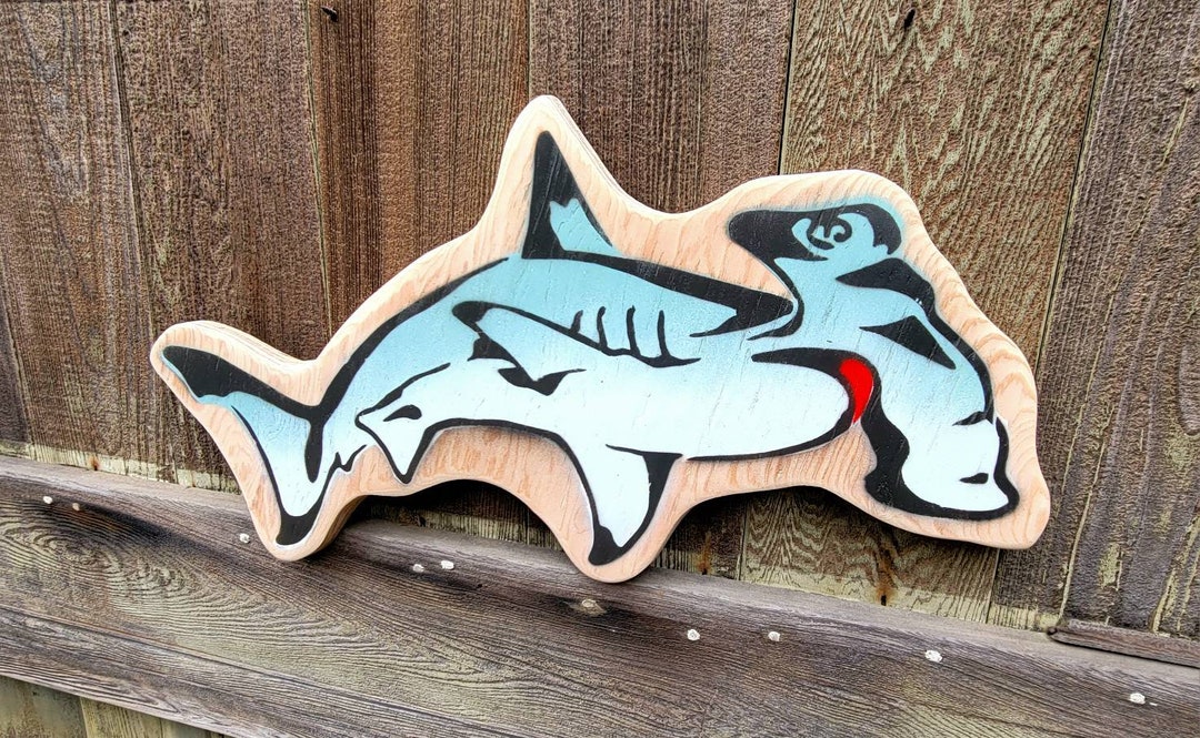 Hammerhead Shark Original Graffiti Art Painting Cut Out on Re Purposed ...