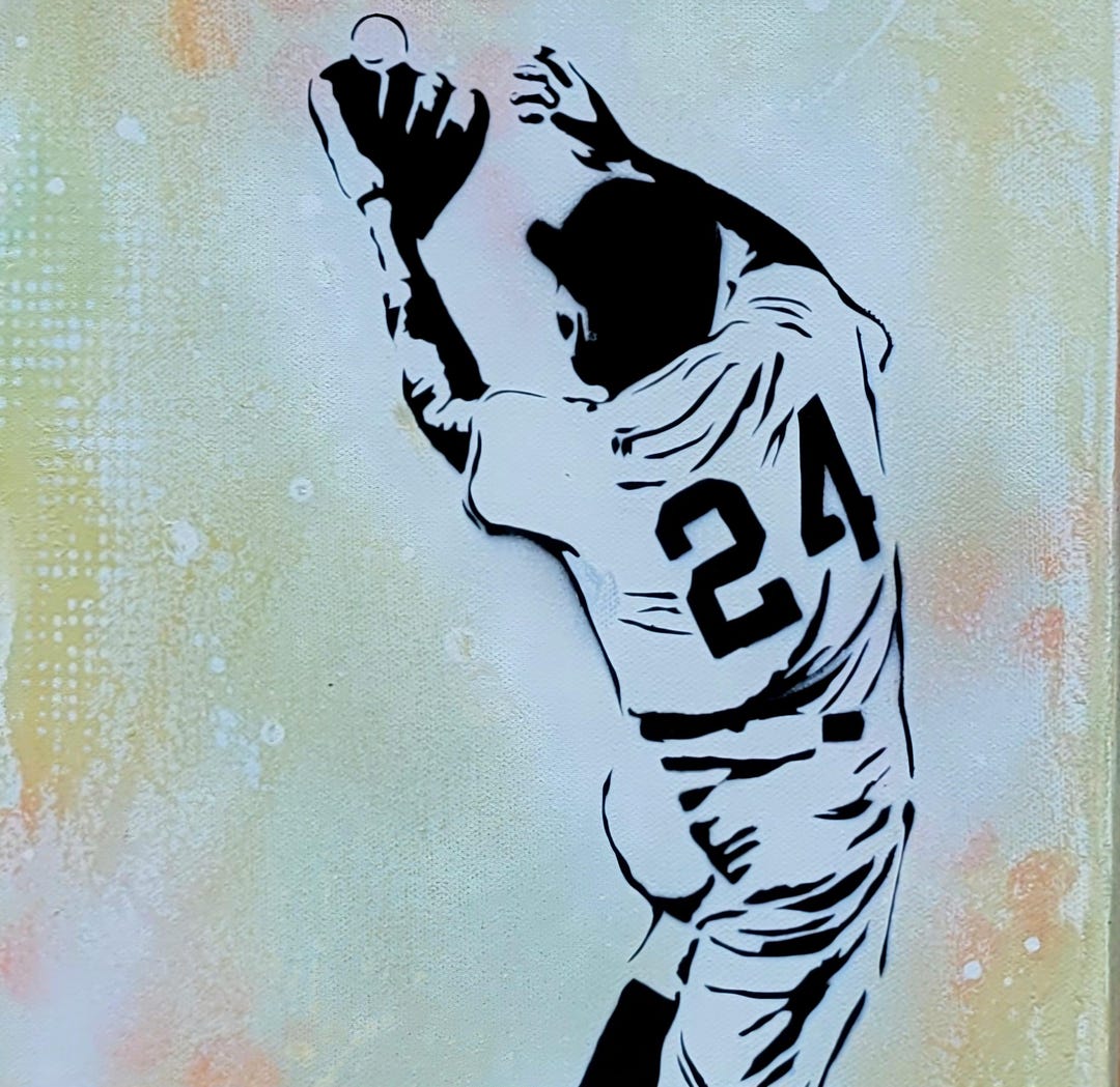 Willie Mays Original Graffiti Art Painting on Canvas 10x20x1.5 Inches ...