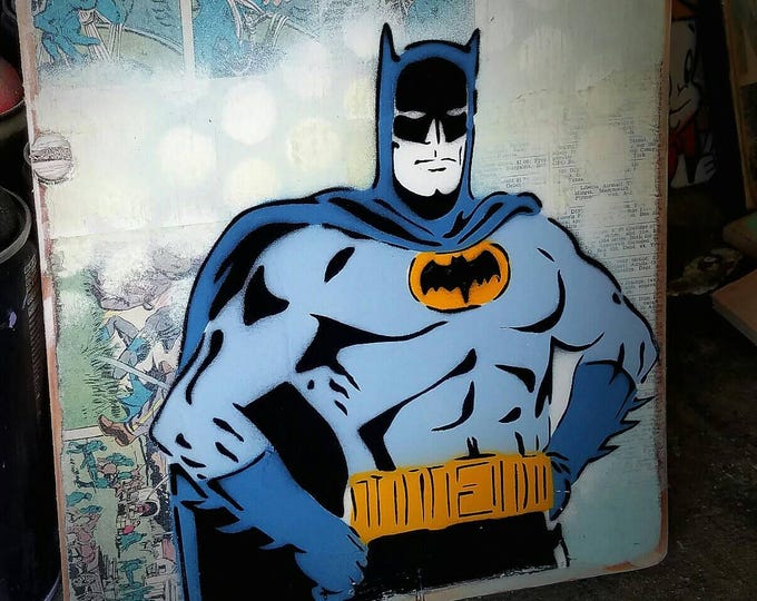 Batman Original Graffiti Art Painting on Wood Panel Repurposed - Etsy