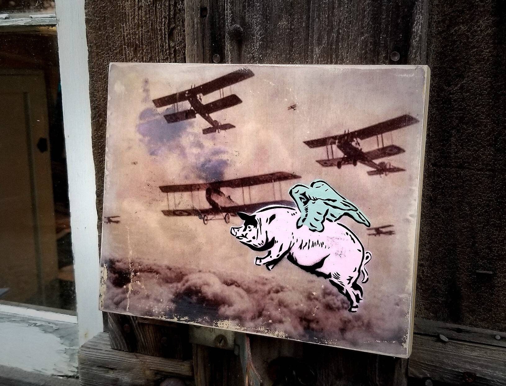 Wall Hangings Wall Décor When Pigs Fly Mixed Media Graffiti Art ...
