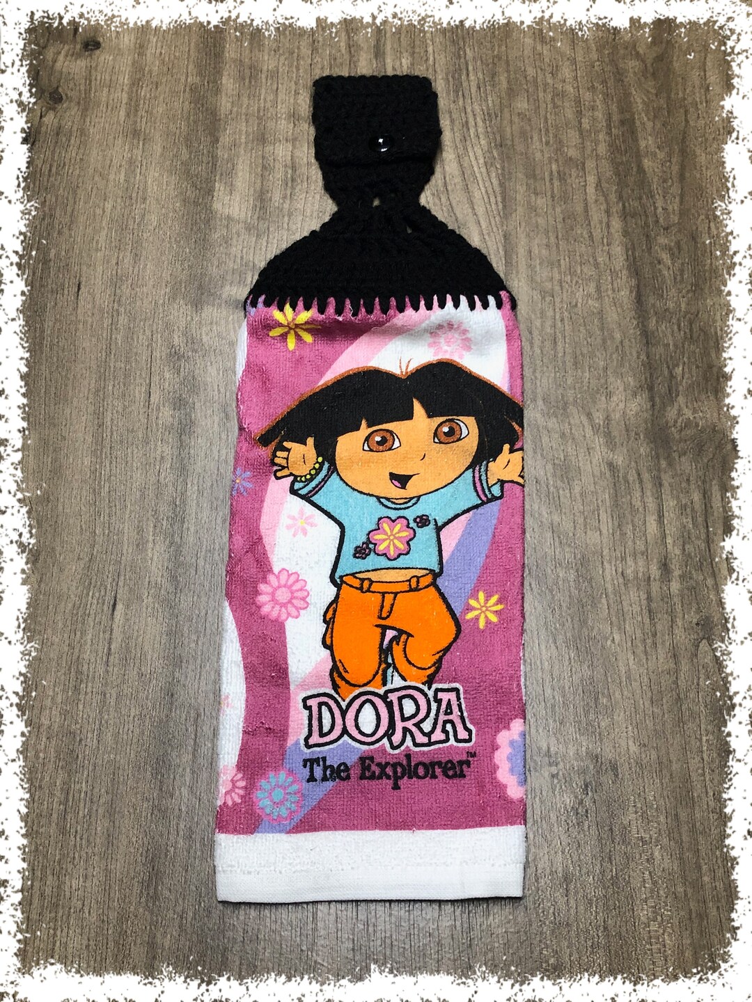 Dora Hand Towel With Black Crocheted Top - Etsy