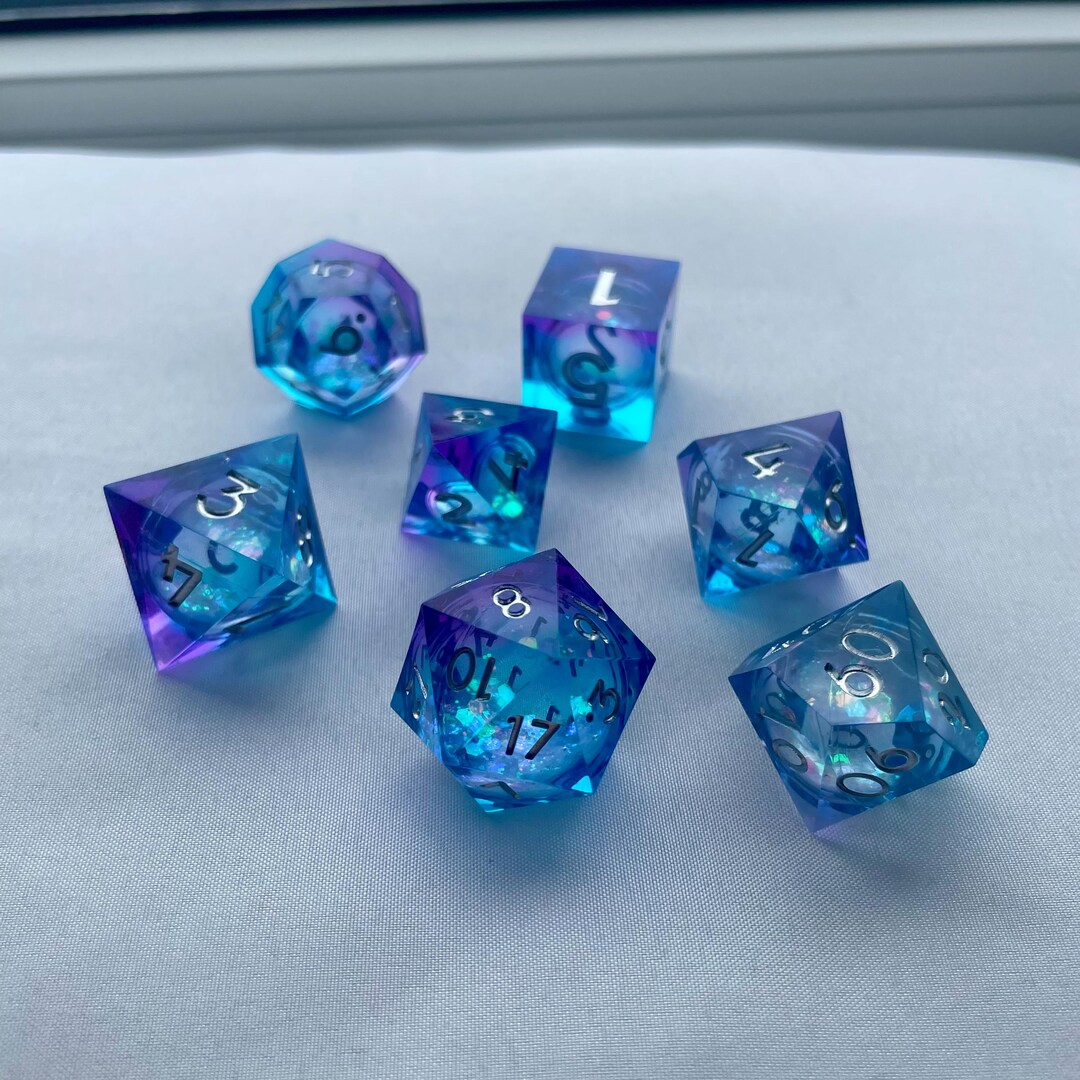 Mystic Ocean Liquid Core Dice Set, Blue and Purple DND Dices, Dragons ...