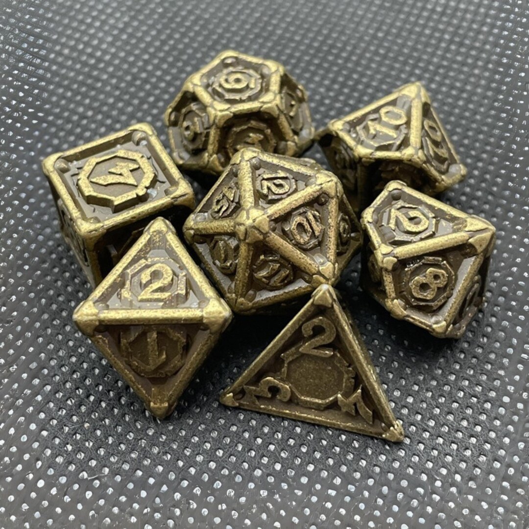 Gold DND Dices, Sharp Edge Metal Dices Set, Dungeon and Dragons RPG ...