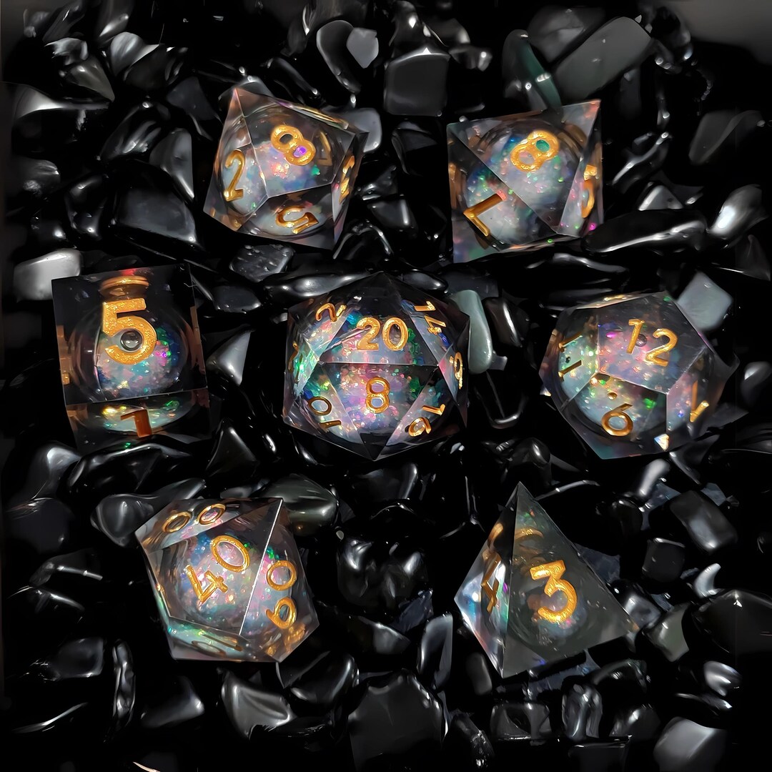 Liquid Core DND Dice, Sharp Edge Dice, RPG Table Games, Gothic Starry ...