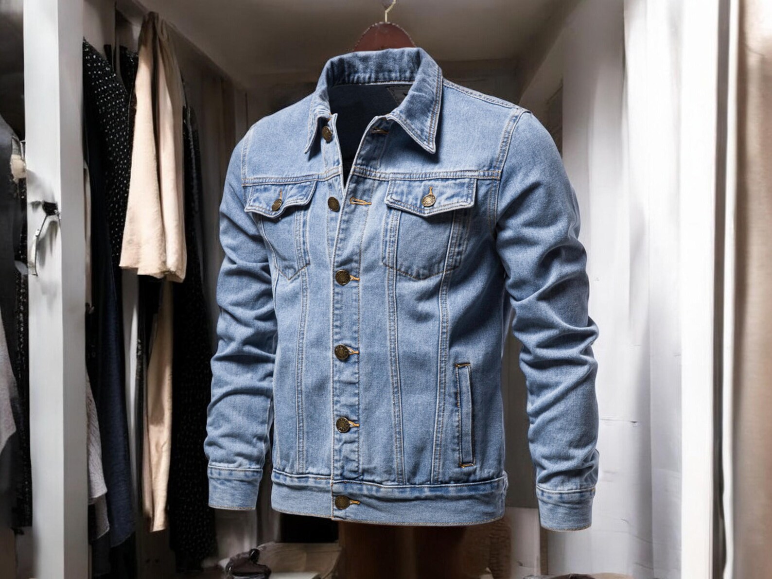 Fitted Buttoned Denim Jackets | Stylish Long Sleeve Coat | Fashionable ...