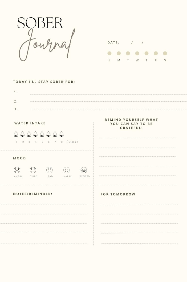 Sobriety Journal,self-reflection Journal,sobriety Diary, Daily Tracker ...