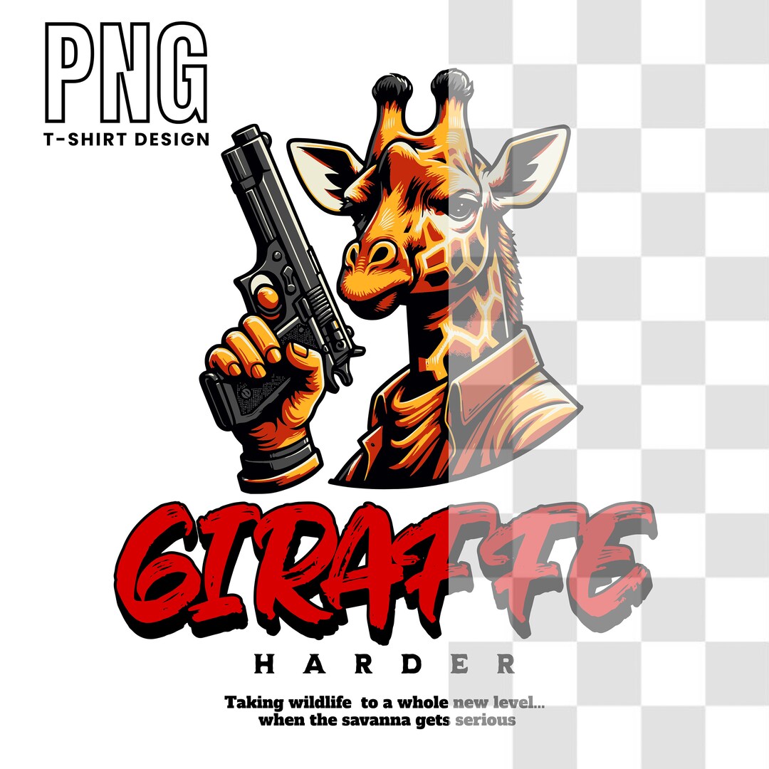Giraffe With Gun T-shirt Design - Digital Download, Printable Graphic ...