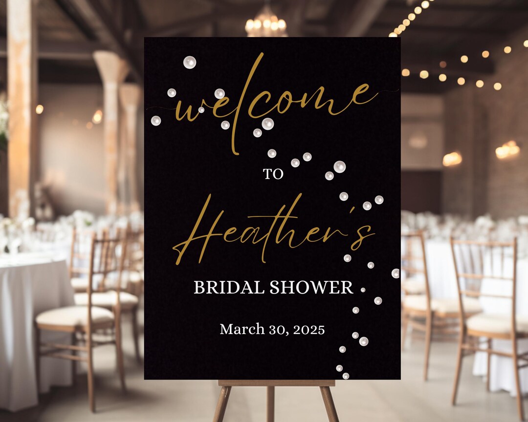 Pearl Bridal Shower Sign Printable Elegant Bridal Party Pearls Decor ...