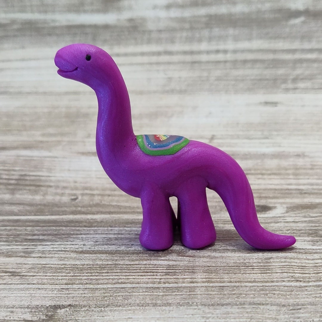 Bright Purple Miniature Rainbow Heart Brontosaurus Cute Kawaii Figurine ...