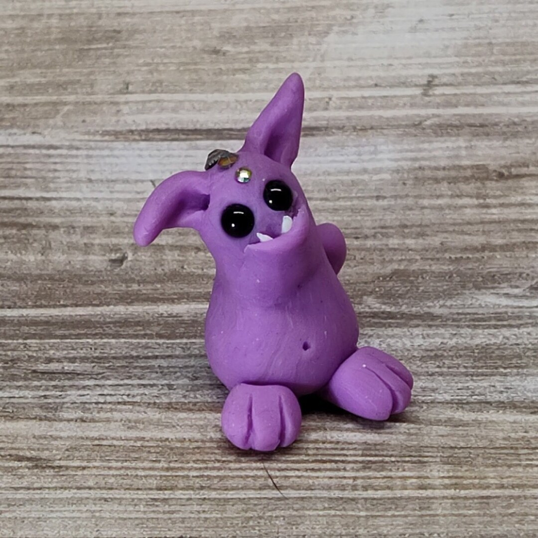 Cute Little Purple Blobble Monster Hand Sculpted Polymer Clay Figurine ...