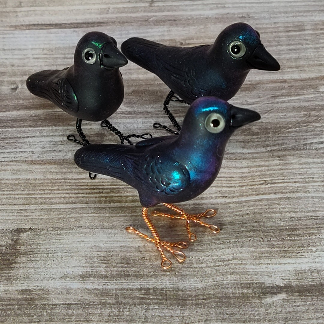 Standing Simple Crow blind Box Polymer Clay Miniature Hand Sculpted ...
