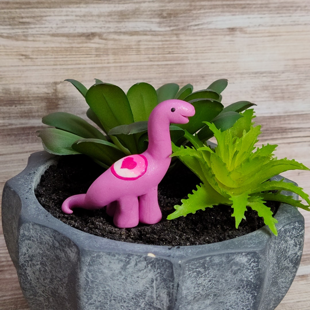 Handmade Lavender Brontosaurus Figurine, Pink Heart Detail - Etsy