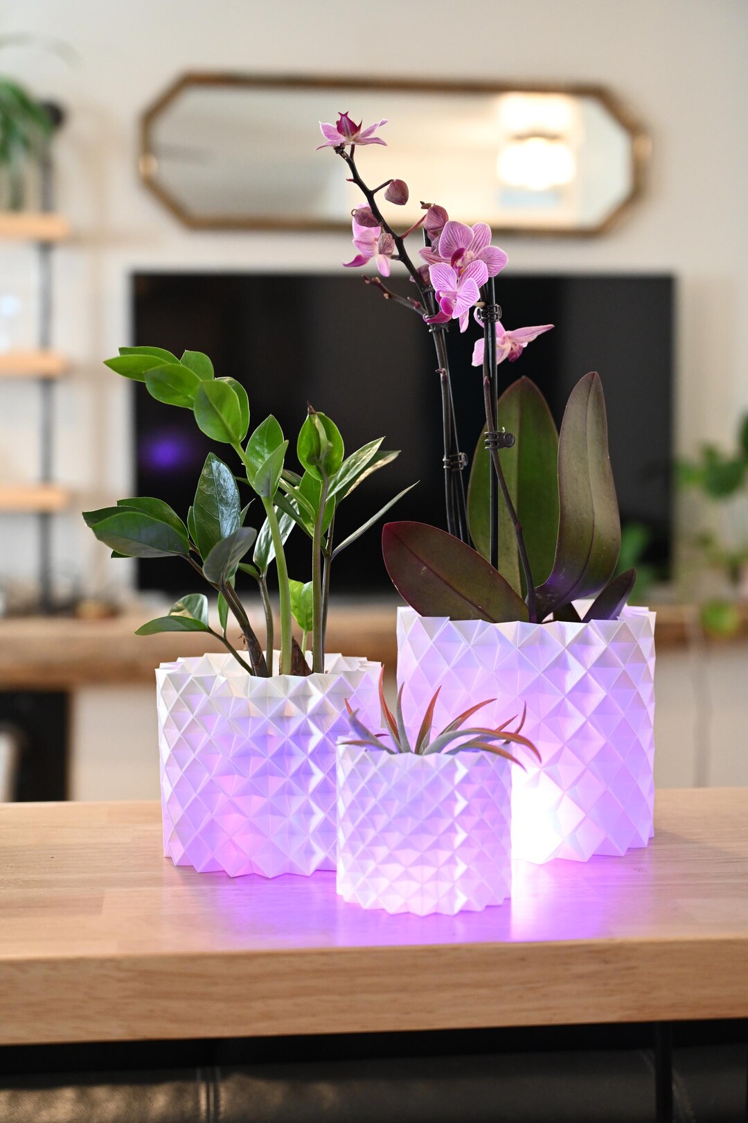 Lighted Vase 3 Piece Set. Geometric Beautiful Multicolor Design. - Etsy