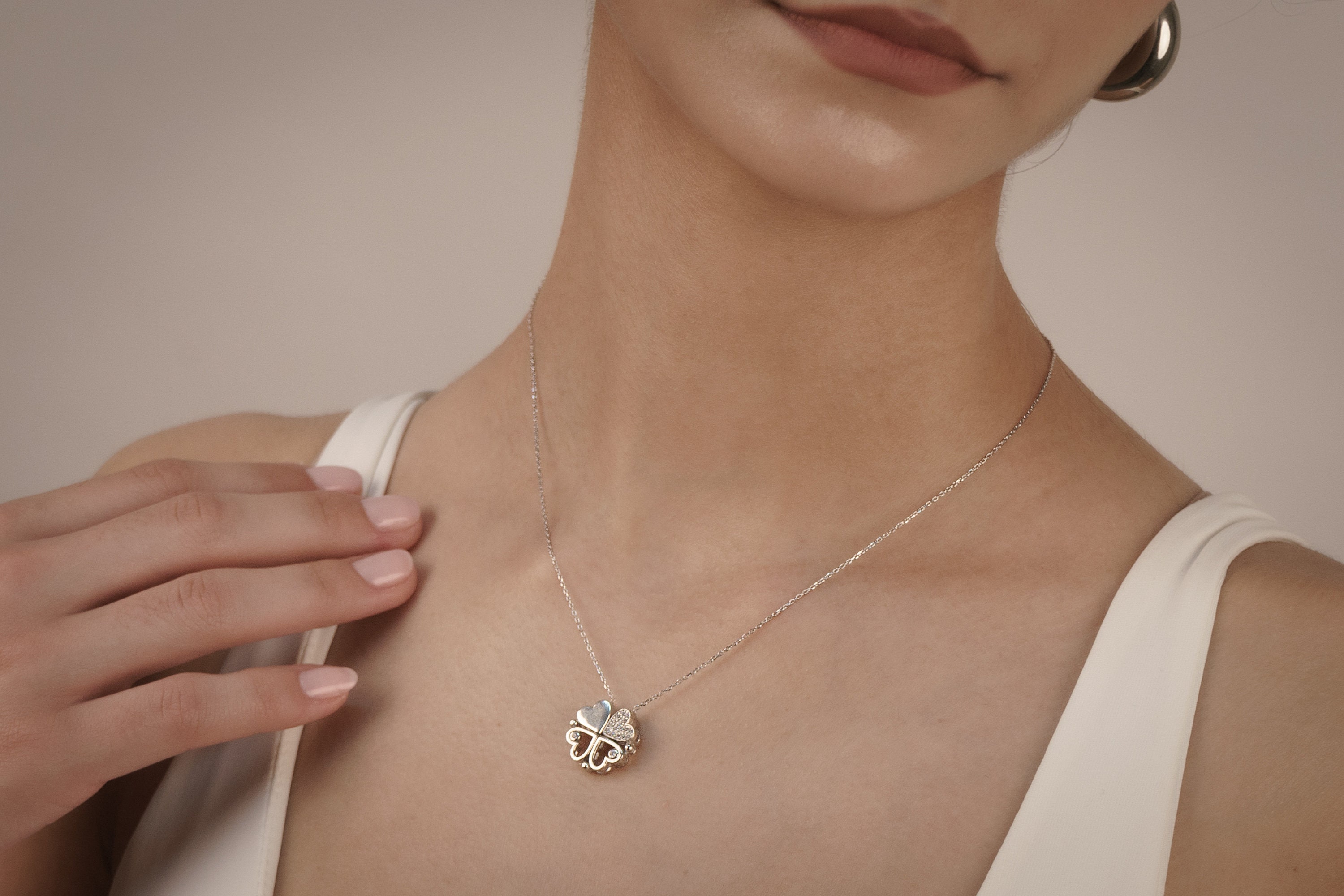 Heart Necklace, the Sparkle of Love Rowed Love Necklace, 4 Hearts 1 ...
