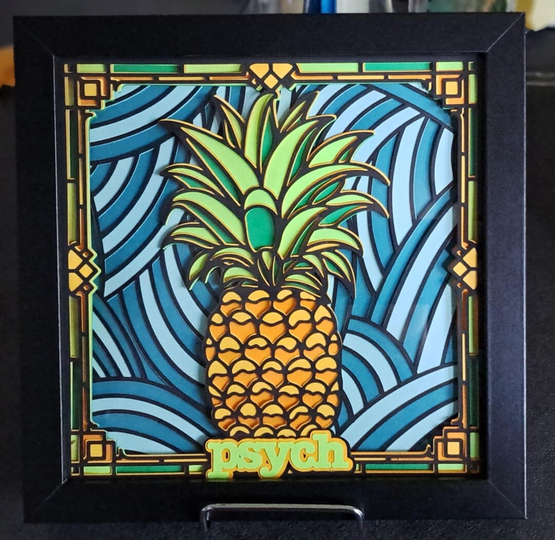 3D Pineapple Psych Themed Shadow Box Art: Layered Custom Cut Cardstock ...