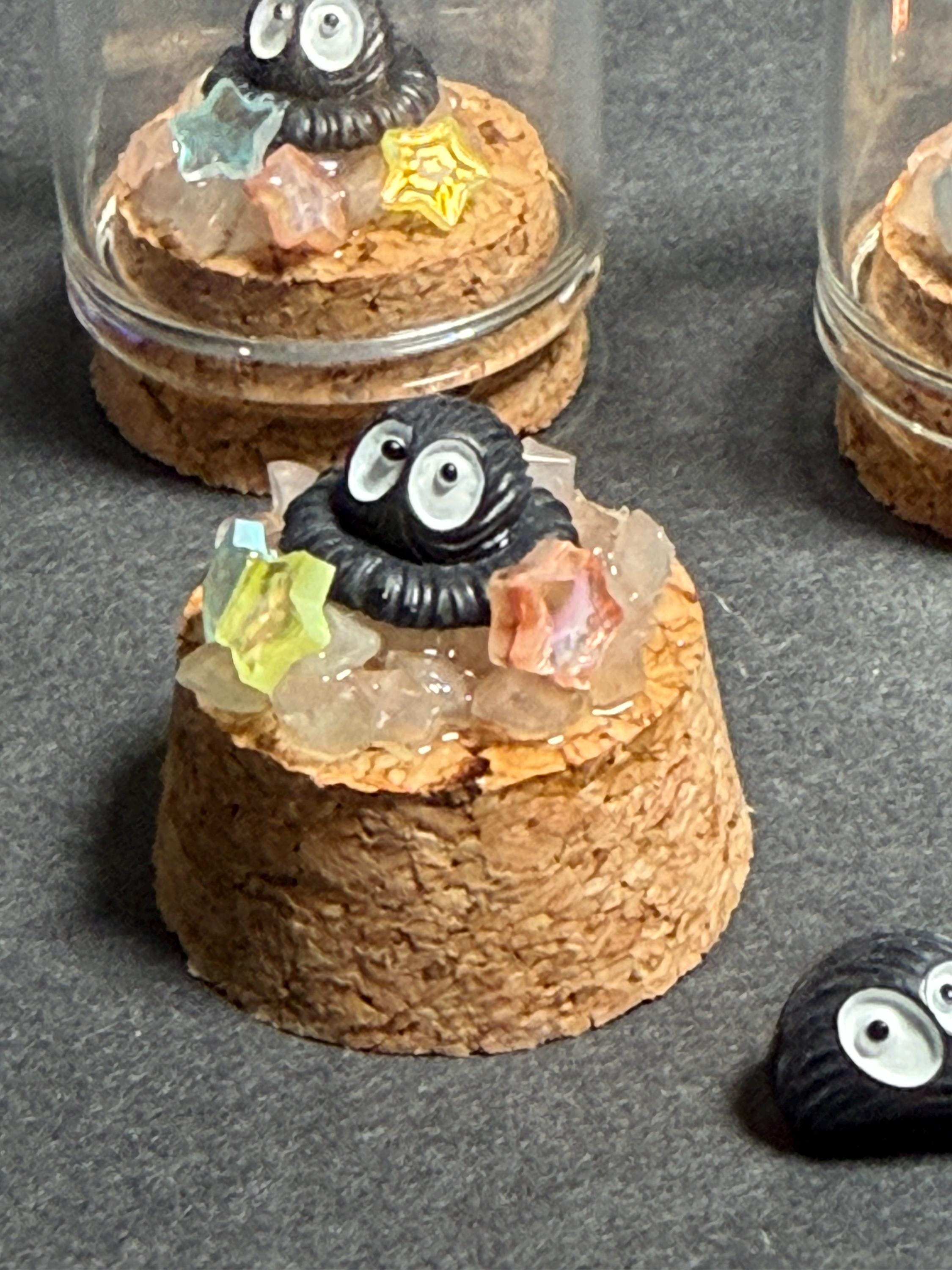 Mini/miniature Soot Sprite! in a Glass Dome. Glow in the Dark Pebbles ...