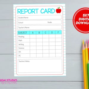 School Report Card Teacher Pretend Play School Printable Instant ...