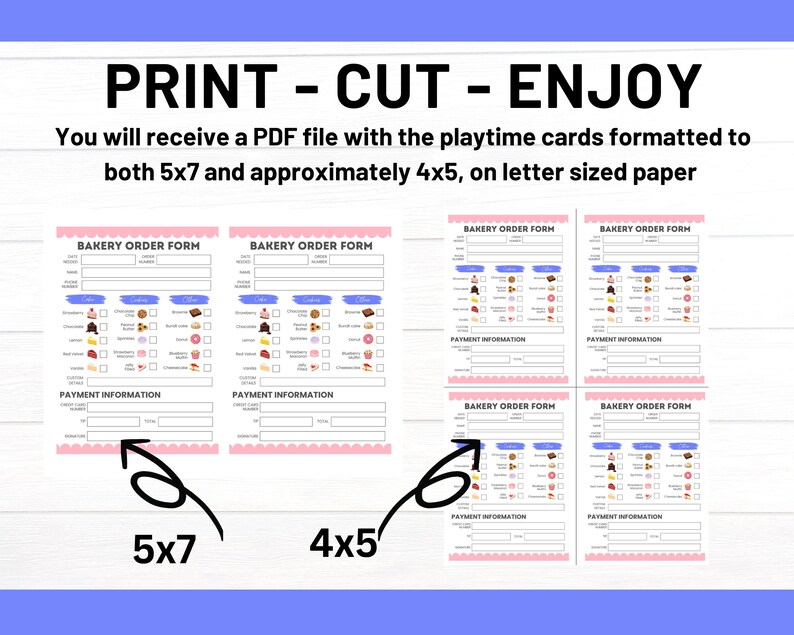 Bakery Pretend Play Order Form | Dessert Printable | Instant Download ...