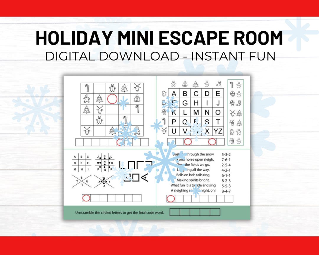 Mini Holiday Escape Room | Christmas Escape Room for Kids | Holiday ...