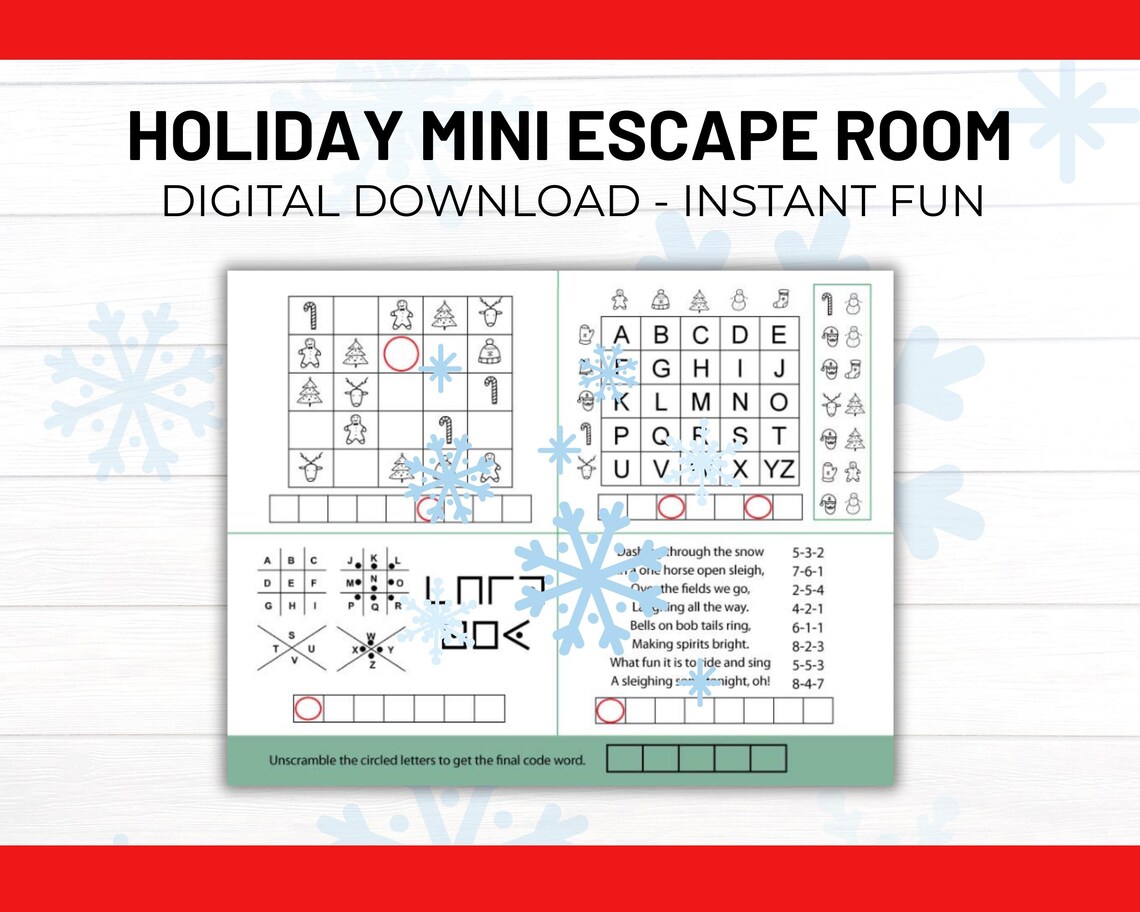 Mini Holiday Escape Room | Christmas Escape Room for Kids | Holiday ...
