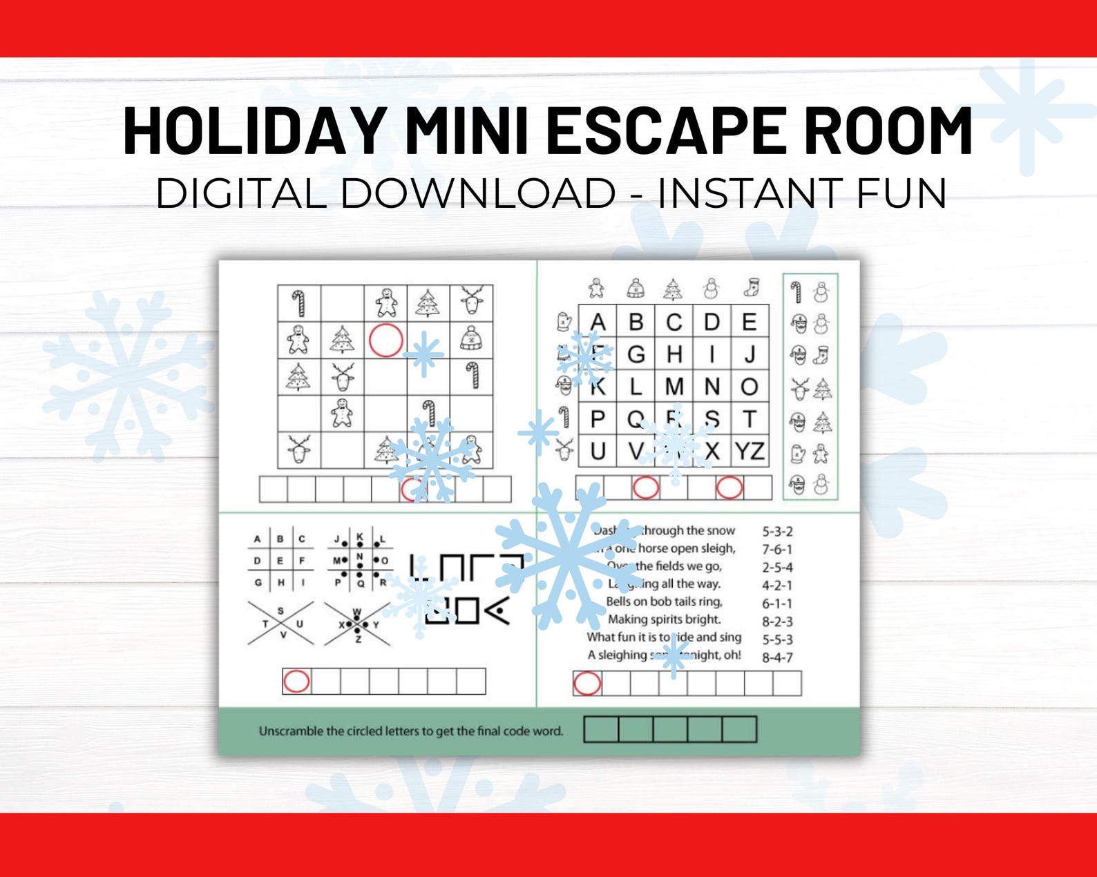 Mini Holiday Escape Room | Christmas Escape Room for Kids | Holiday ...