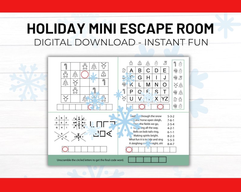 Mini Holiday Escape Room | Christmas Escape Room for Kids | Holiday ...
