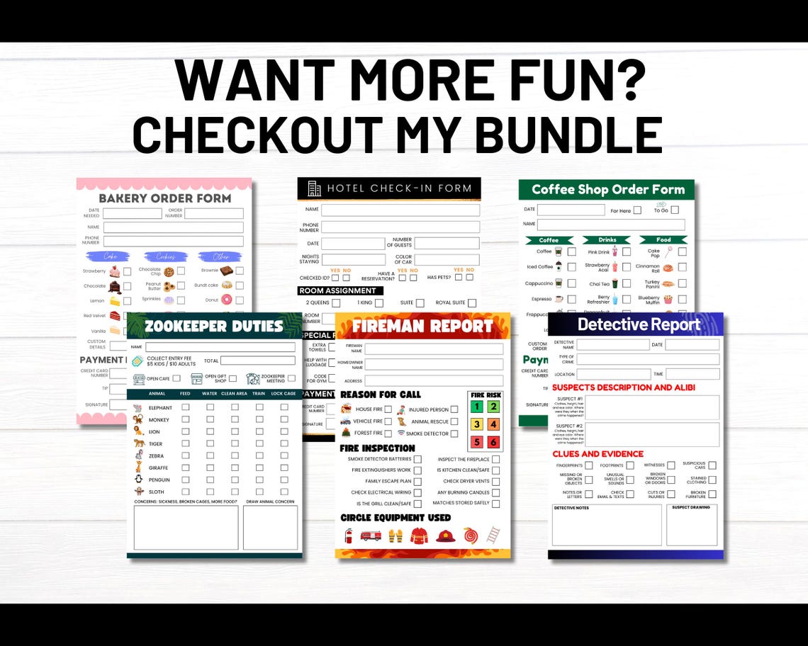 Bakery Pretend Play Order Form | Dessert Printable | Instant Download ...