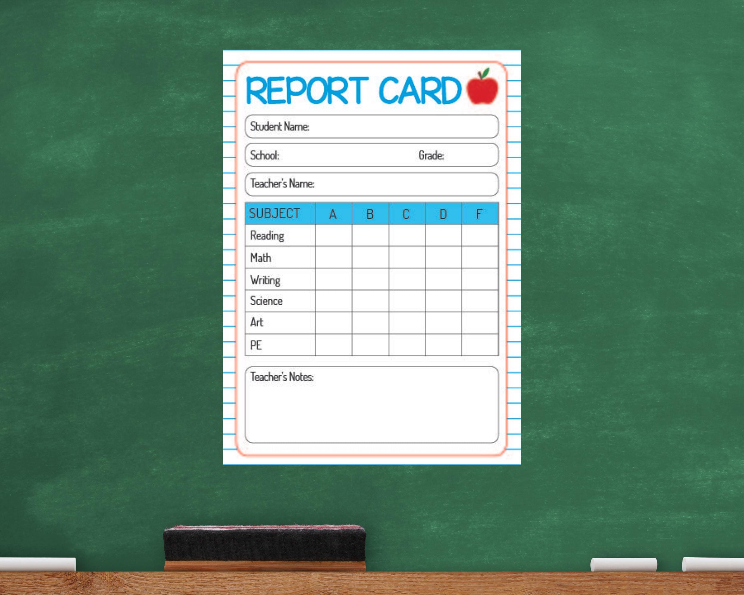 School Report Card | Teacher | Pretend Play | School Printable ...