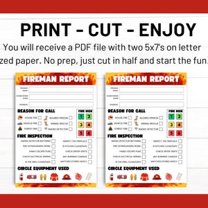 Pretend Fireman Report Printable Play Fireman Dramatic Play Fire ...