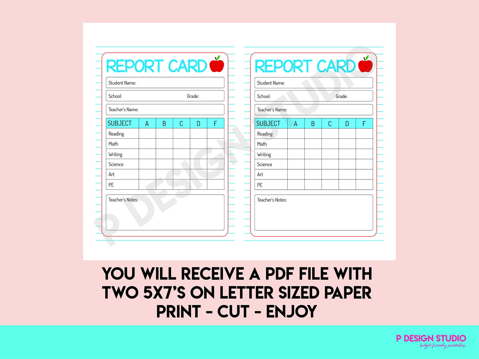 School Report Card Teacher Pretend Play School Printable Instant ...