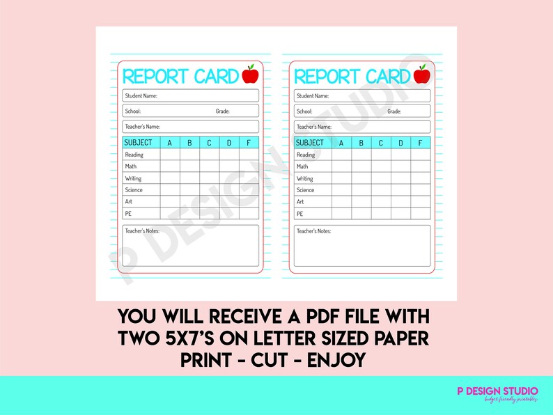 School Report Card Teacher Pretend Play School Printable Instant ...