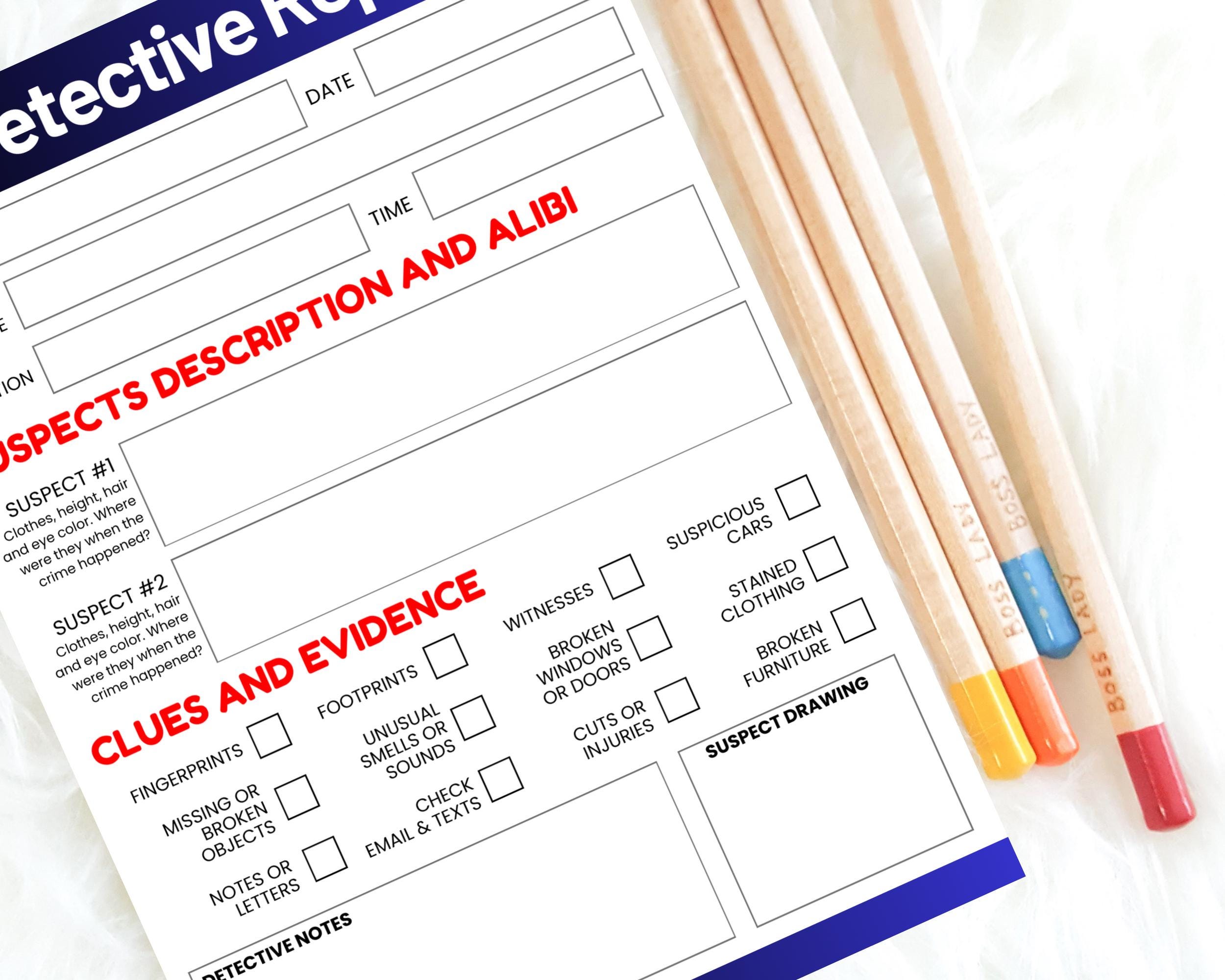 Pretend Detective Form Printable Play Detective Dramatic Play Mystery ...