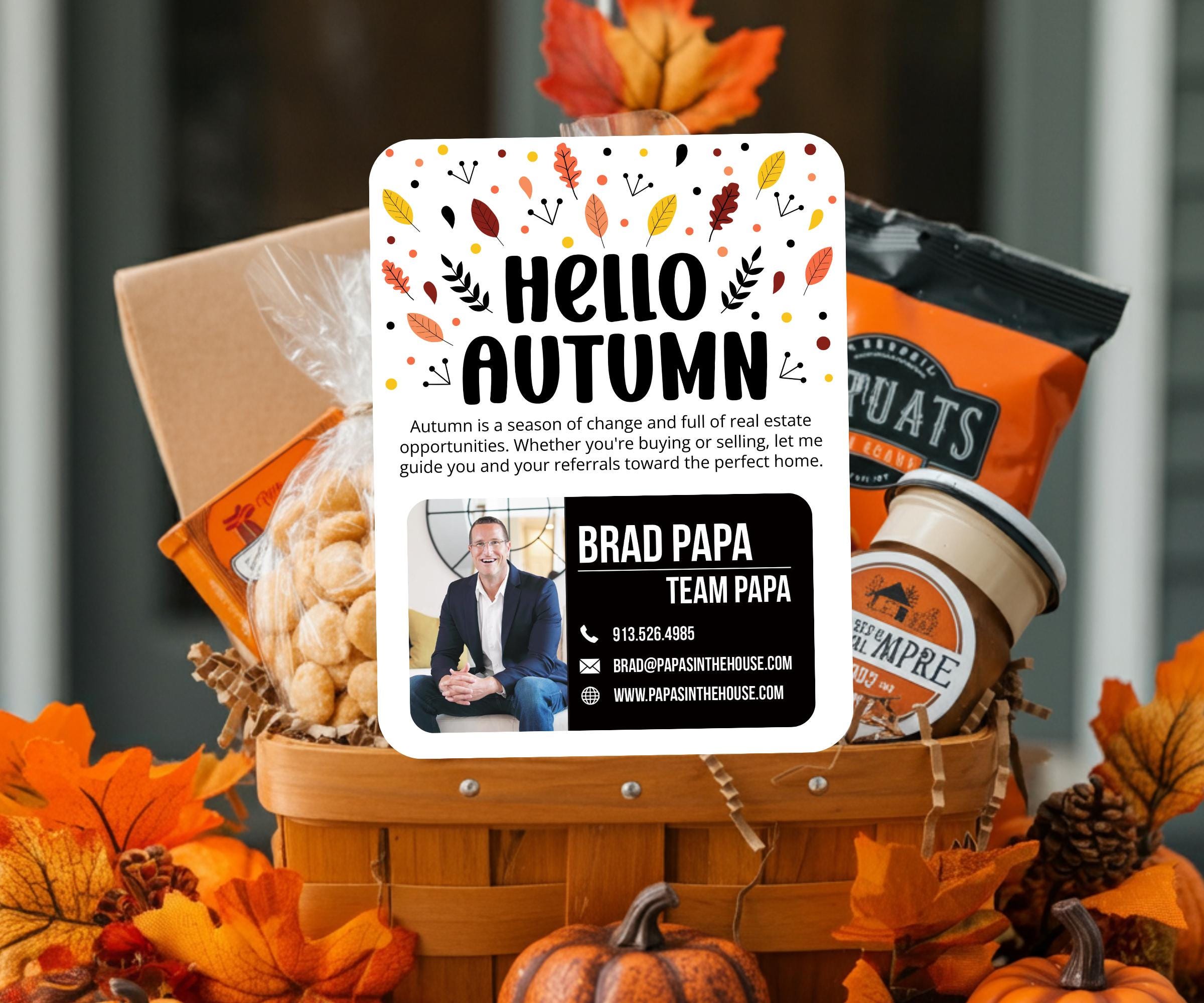 Realtor Fall Marketing Printable Tag, Autumn Real Estate Agent Lead ...