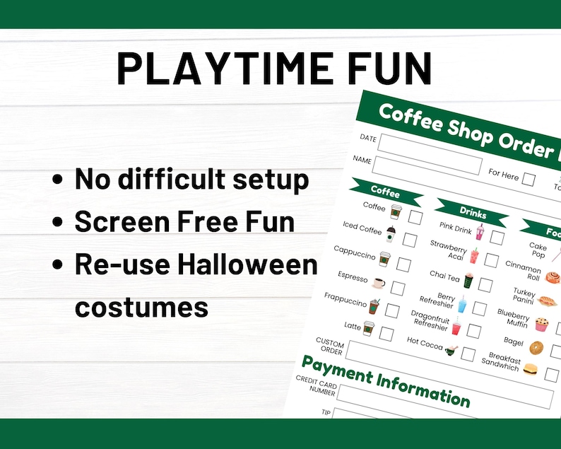 Pretend Coffee Shop Order Form | Printable Play Barista | Dramatic Play ...