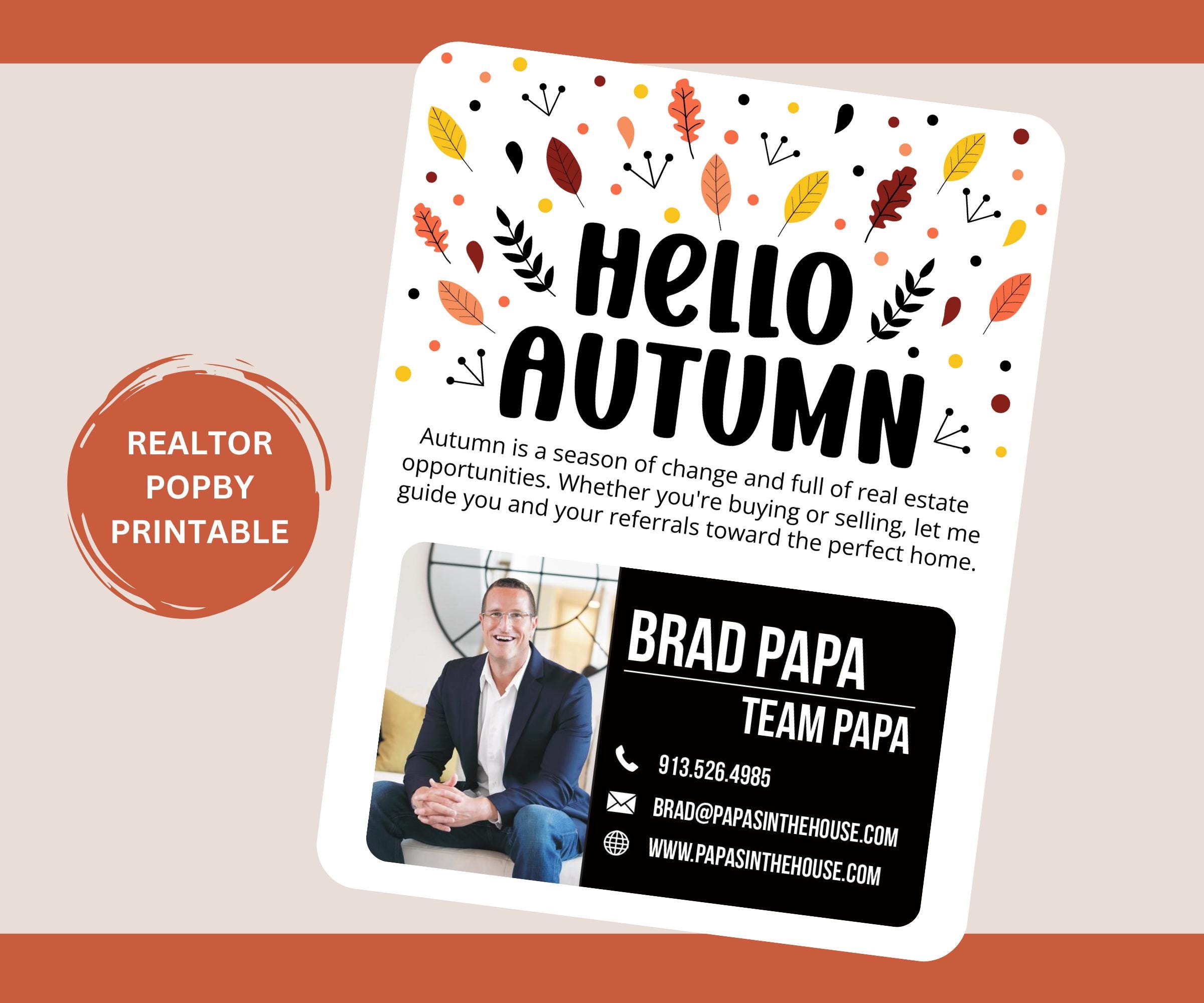Realtor Fall Marketing Printable Tag, Autumn Real Estate Agent Lead ...