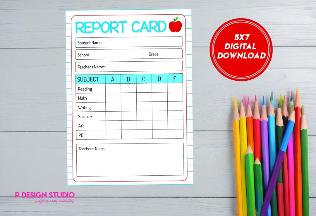 School Report Card Teacher Pretend Play School Printable Instant ...