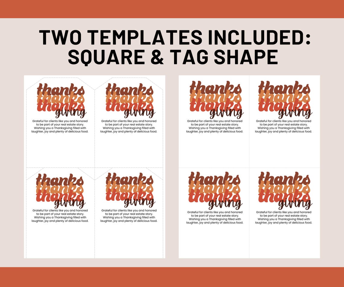 Realtor Thanksgiving Marketing Printable Tag, Autumn Real Estate Agent ...