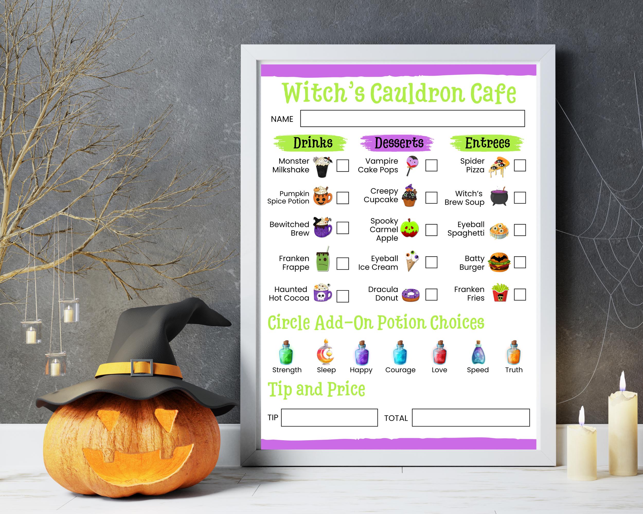 Witch's Cauldron Cafe Printable | Halloween Pretend Play | Costume Add ...